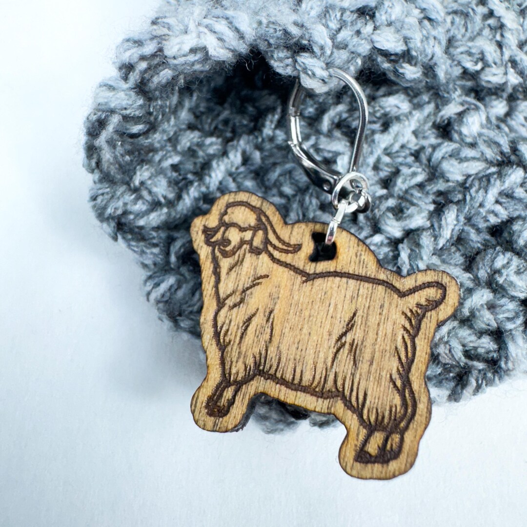 Handmade Wooden Angora Goat Illustration Engraved Stitch Marker ...