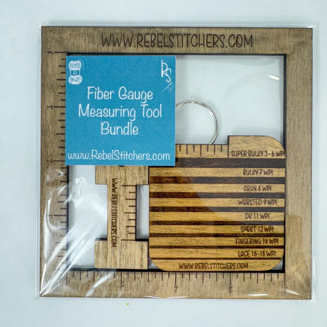 Handmade Wooden Fiber Gauge Bundle - WPI, Yarn Weight, & Swatch ...