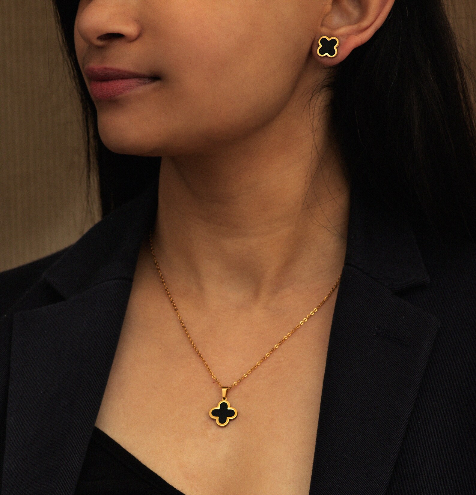 14k Gold Plated Clover Charm Necklace | Four Leaf Clover Necklace ...