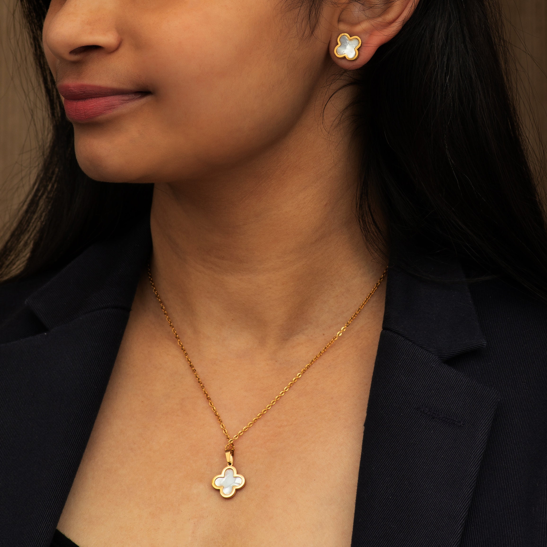 14k Gold Plated Clover Charm Necklace Four Leaf Clover Necklace Dainty ...