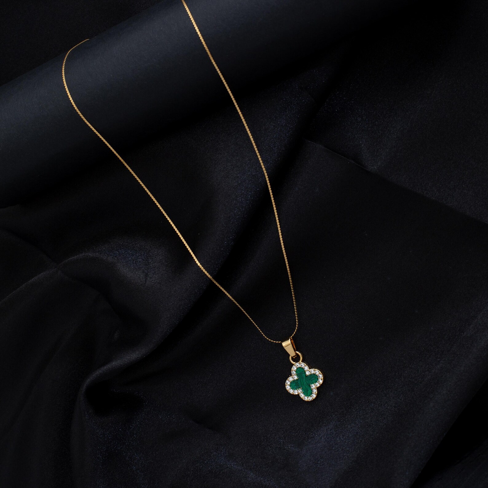 14k Gold Plated Clover Charm Necklace | Four Leaf Clover Necklace ...