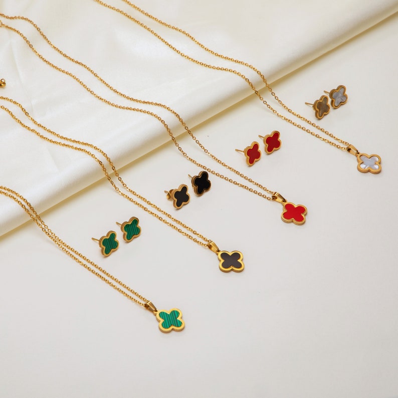 14k Gold Plated Clover Charm Necklace | Four Leaf Clover Necklace ...