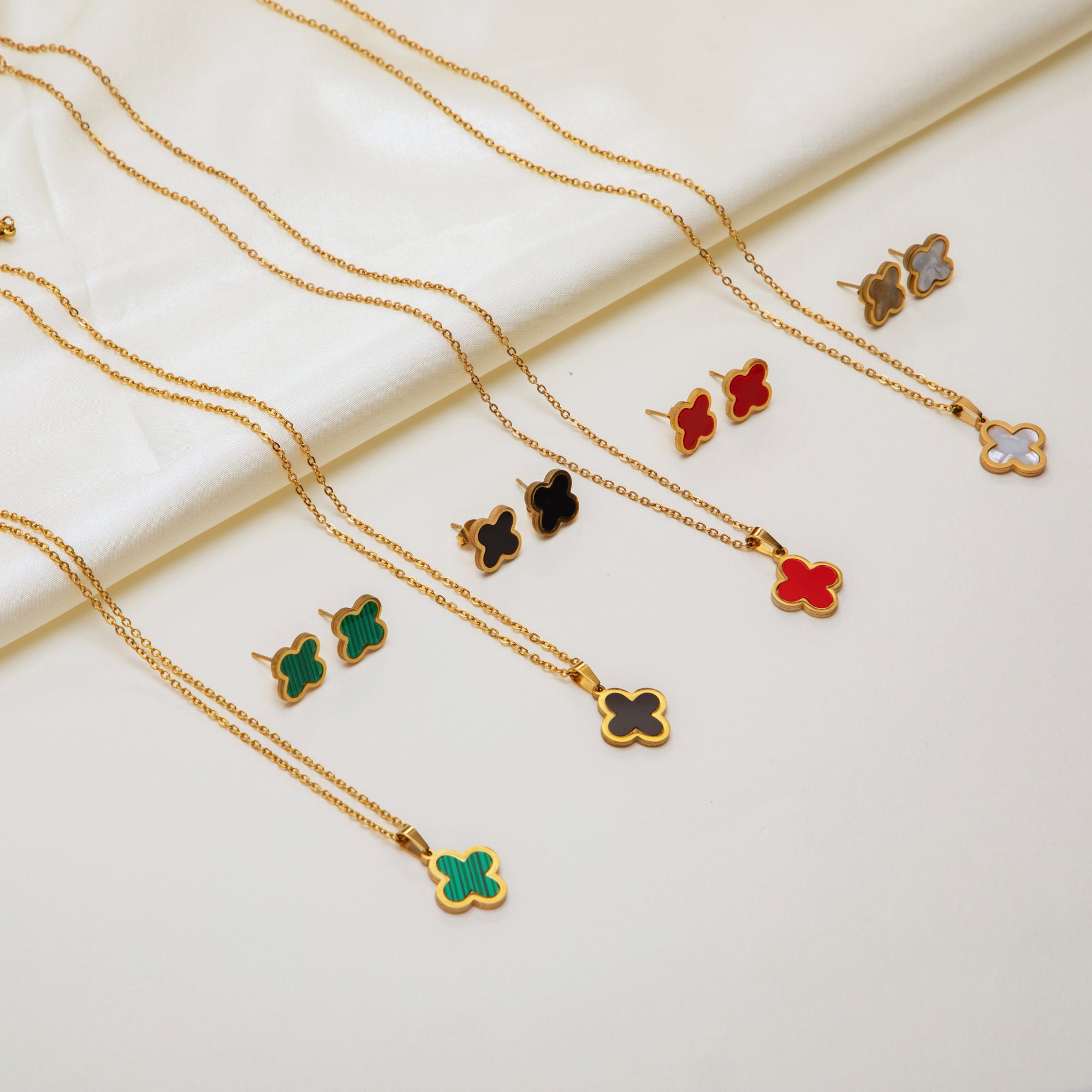 14k Gold Plated Clover Charm Necklace | Four Leaf Clover Necklace ...