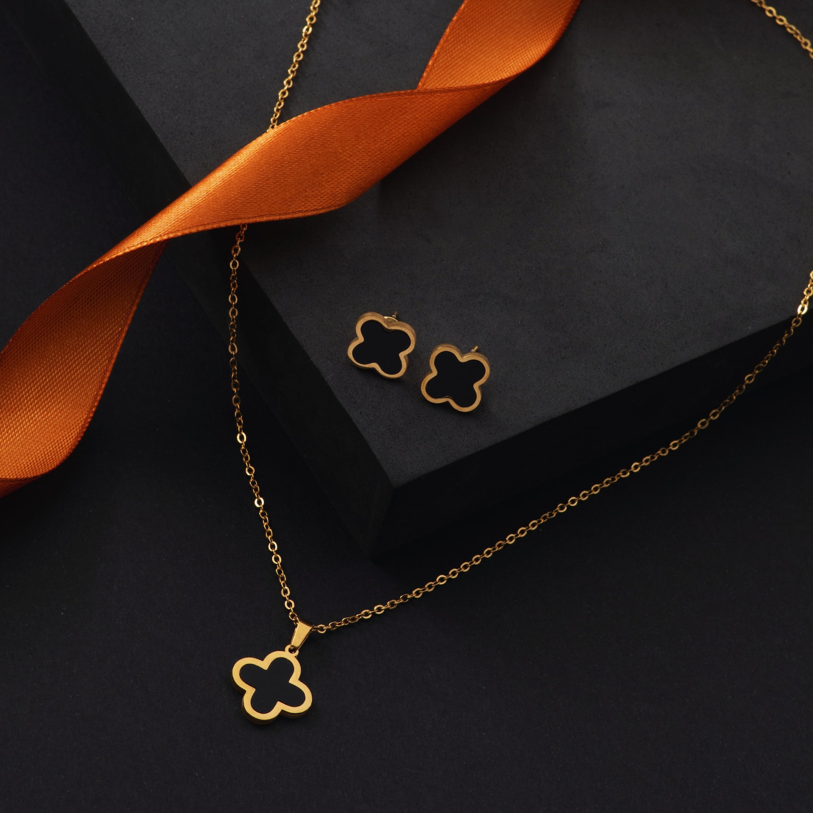 14k Gold Plated Clover Charm Necklace | Four Leaf Clover Necklace ...