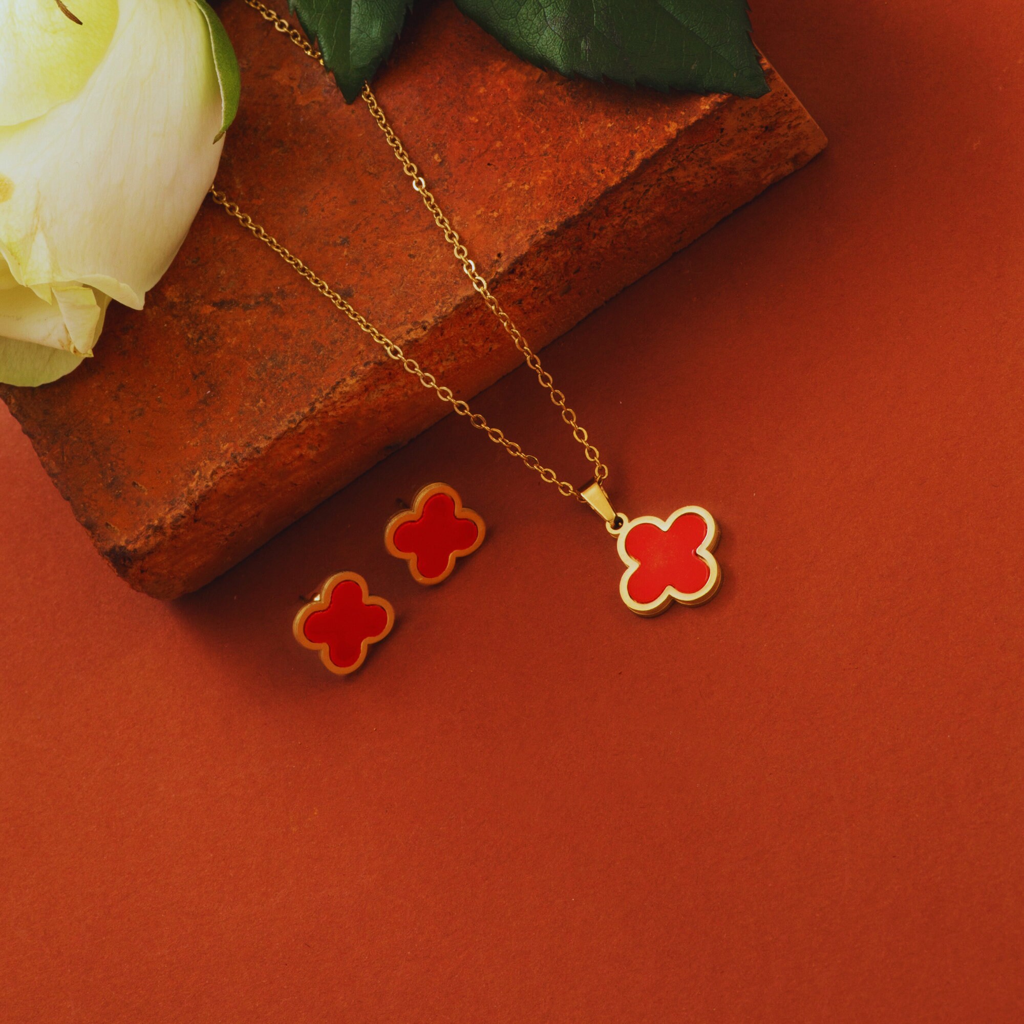 14k Gold Plated Clover Charm Necklace Four Leaf Clover Necklace Dainty ...