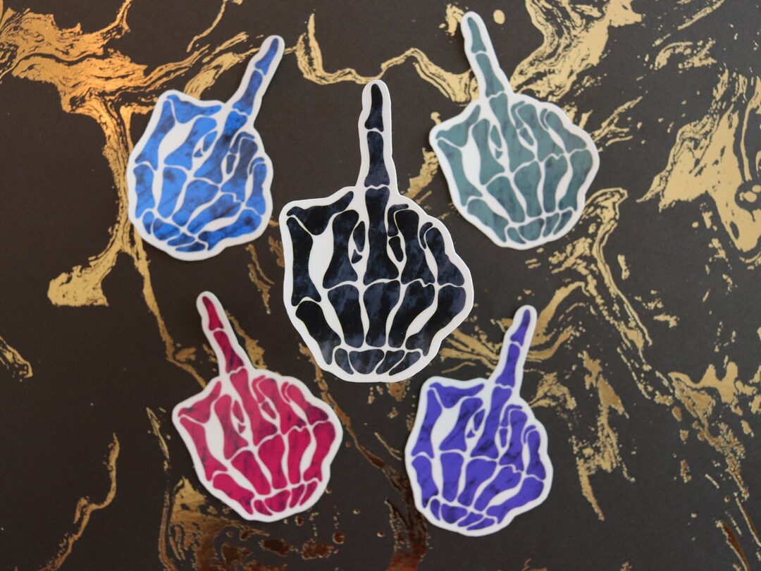 Edgy Emo Middle Finger Skull Hand Symbol Die Cut Waterproof Sticker ...