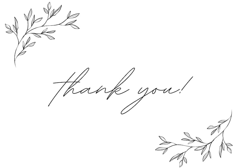 Black and White Calligraphy Thank You Card - Etsy