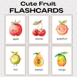 Fruit Flashcards Printable Digital Fruit Flashcards Vocabulary for Kids ...