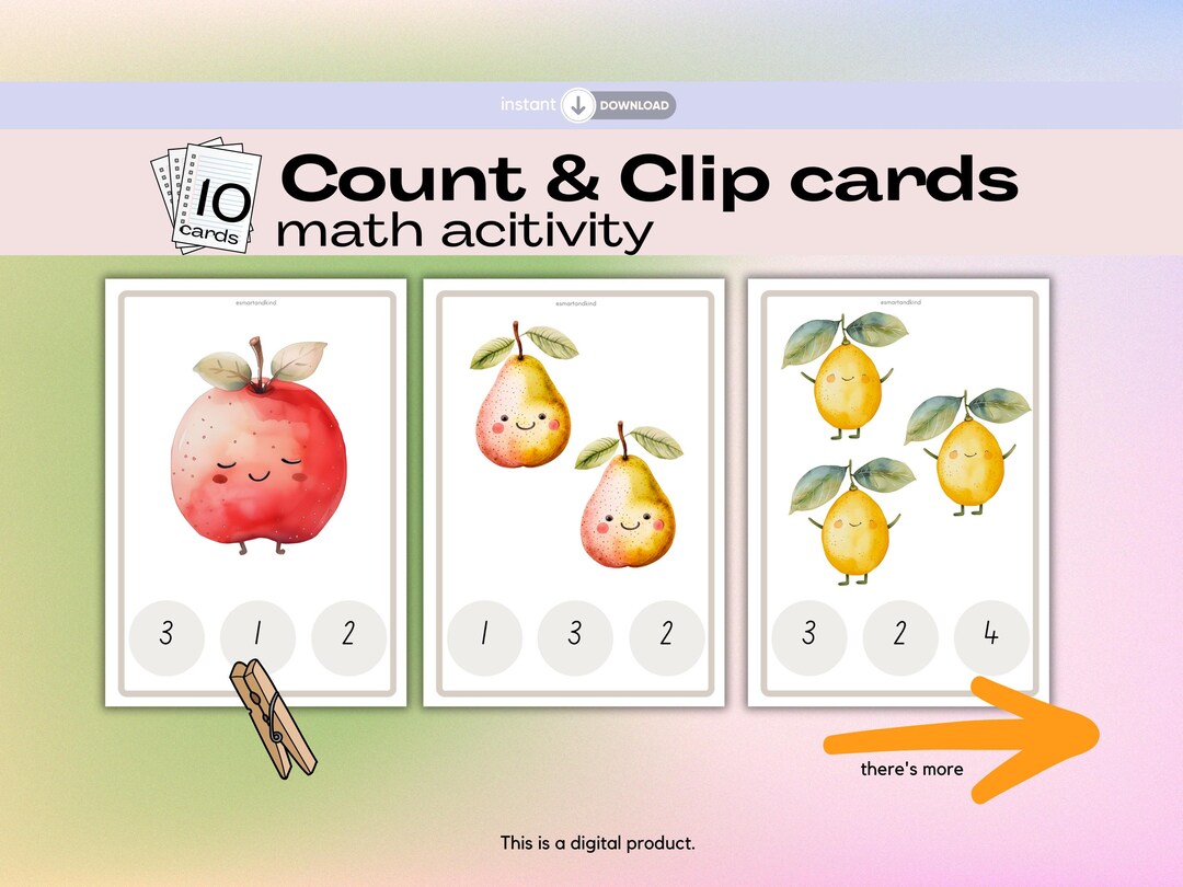 Fruit Count and Clip Cards | Numbers 1–10 | Preschool and Kindergarten ...