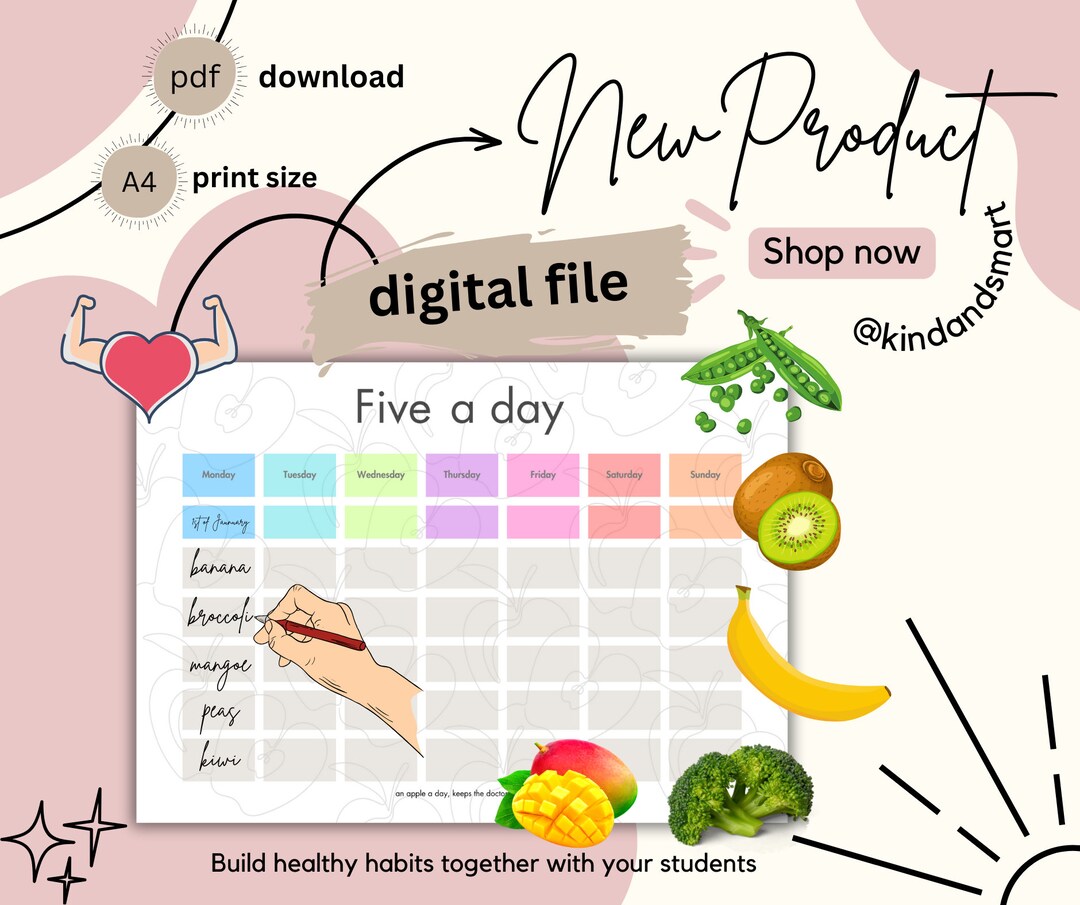 Healthy Eating Habit Tracker for Kindergarten Primary Years Elementary ...