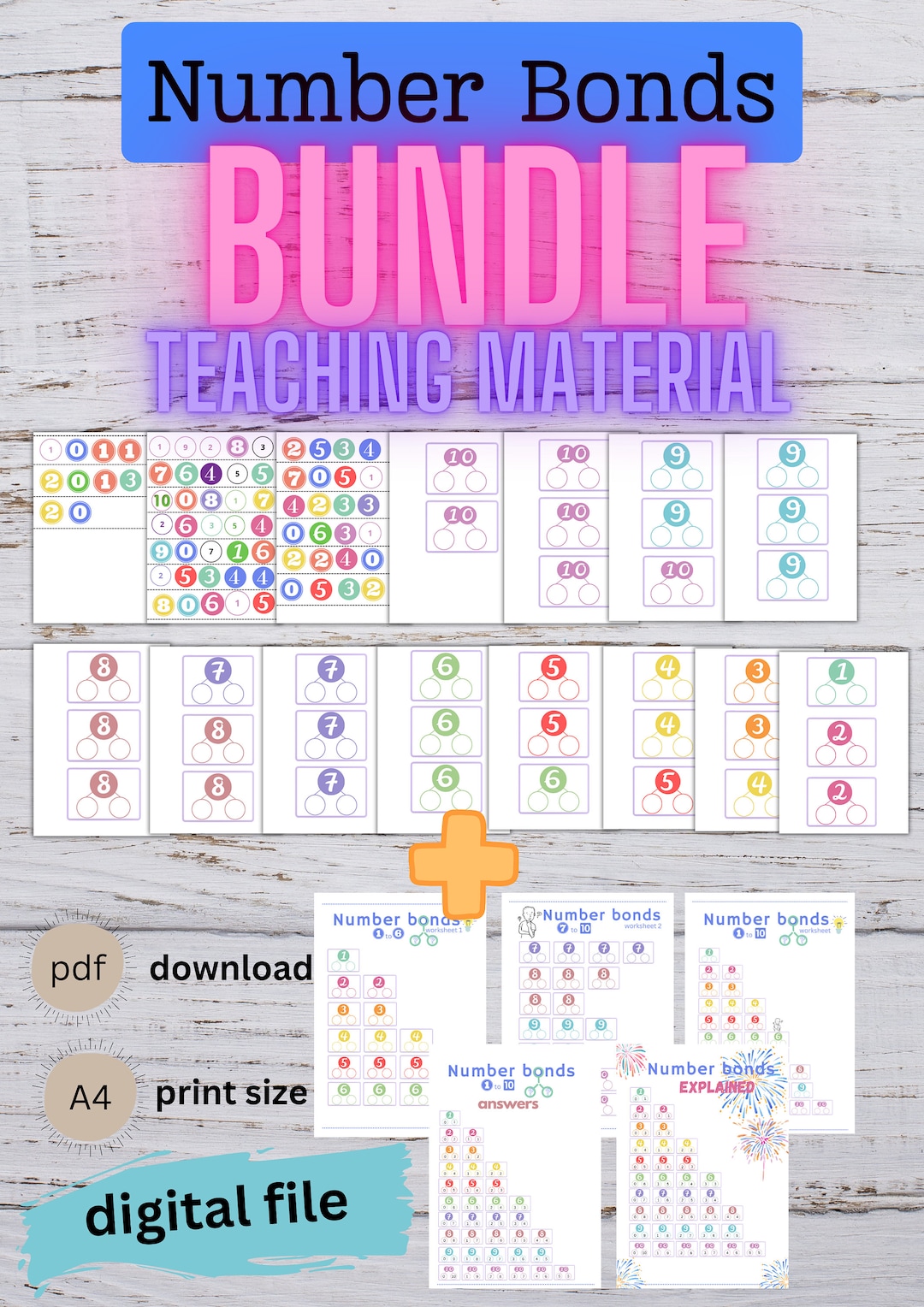 Kindergarten Math Number Bonds Worksheets Bundle - Etsy