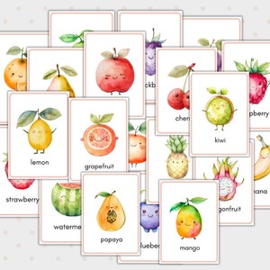 Fruit Flashcards Printable Digital Fruit Flashcards Vocabulary for Kids ...