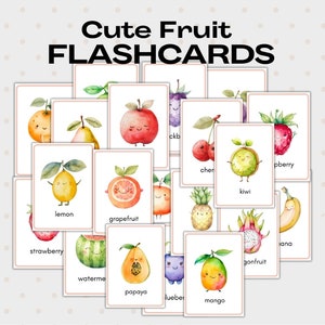 Fruit Flashcards Printable Digital Fruit Flashcards Vocabulary for Kids ...