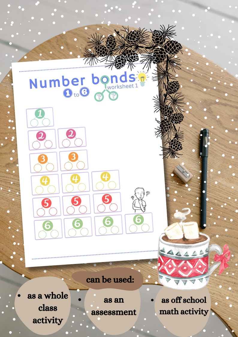 Creative Learning Educational Worksheet Number Bonds Math Activity - Etsy