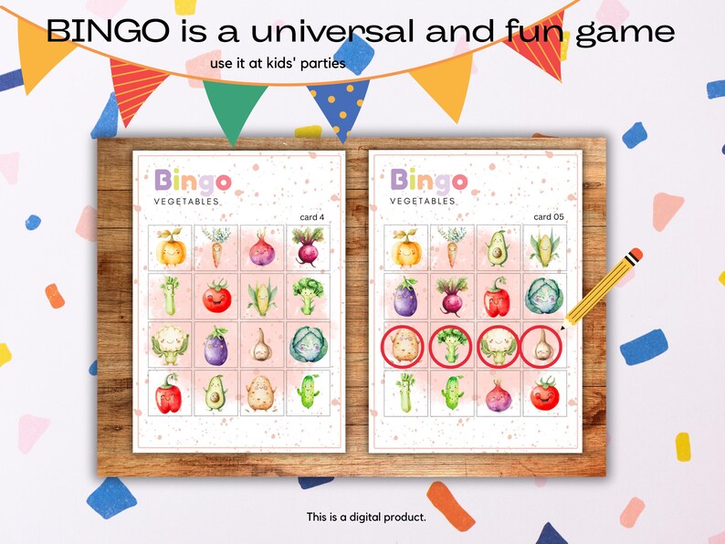 Kawaii Vegetable Bingo Game PDF Digital Print Bingo Cute Vegetables Fun ...