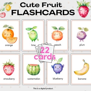 Fruit Flashcards Printable Digital Fruit Flashcards Vocabulary for Kids ...