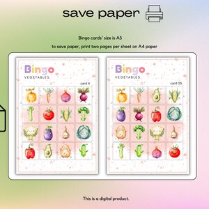 Kawaii Vegetable Bingo Game PDF Digital Print Bingo Cute Vegetables Fun ...