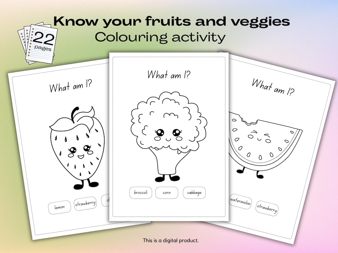 Fruits and Vegetables Colouring Book, Coloring Worksheets PDF ...