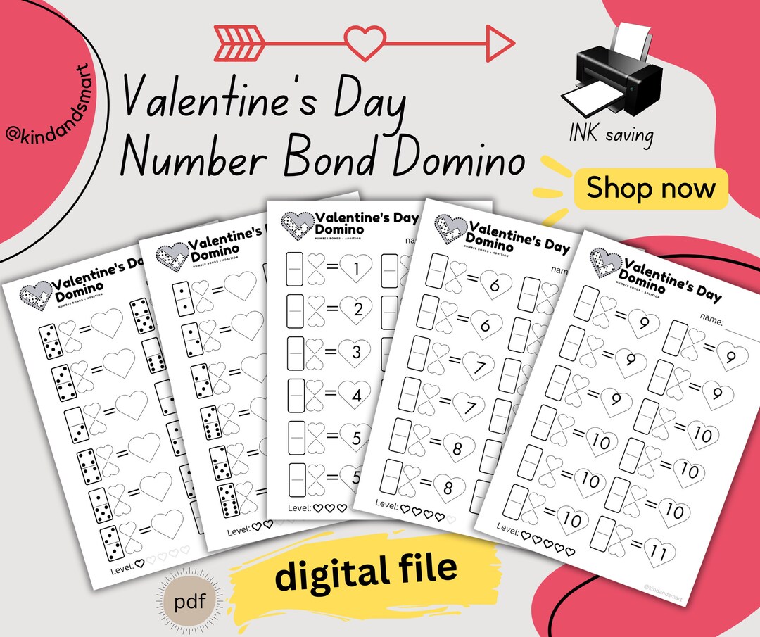 Kindergarten Math Valentine's Day Domino Number Bonds Engaging Activity ...