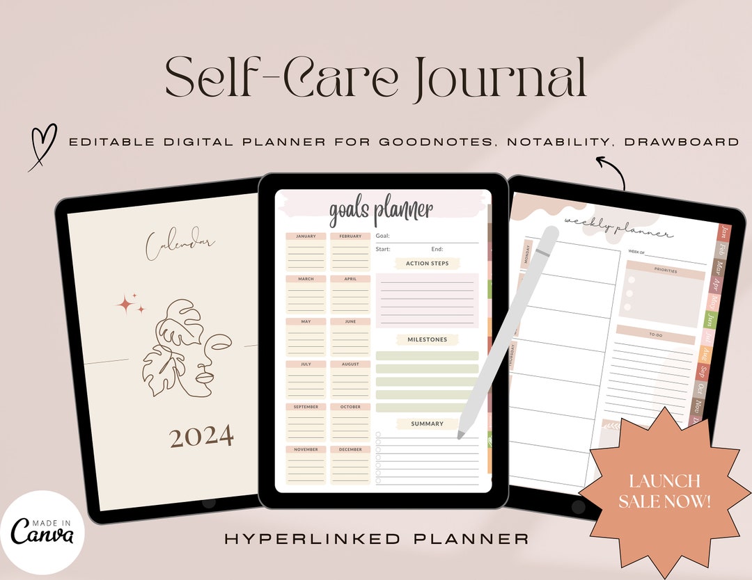 Self-care Planner, Digital Wellness Journal, Mental Health Tracker ...