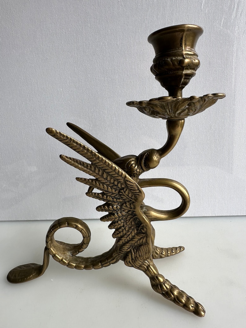 Vintage Brass Dragon Table Candle Holder - Etsy
