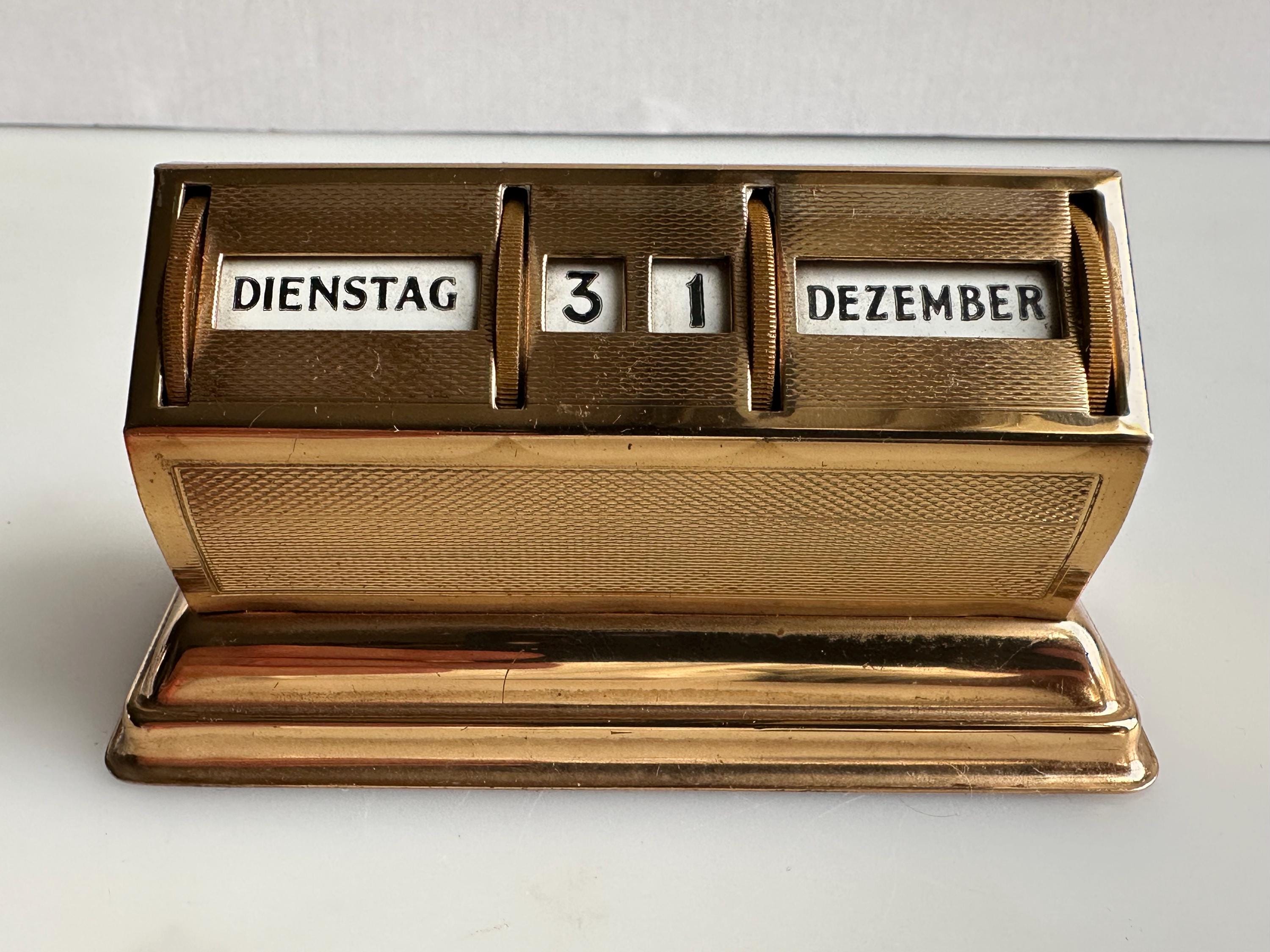 Vintage Table Perpetual Calendar Brass, Gilding, Made in England in the ...