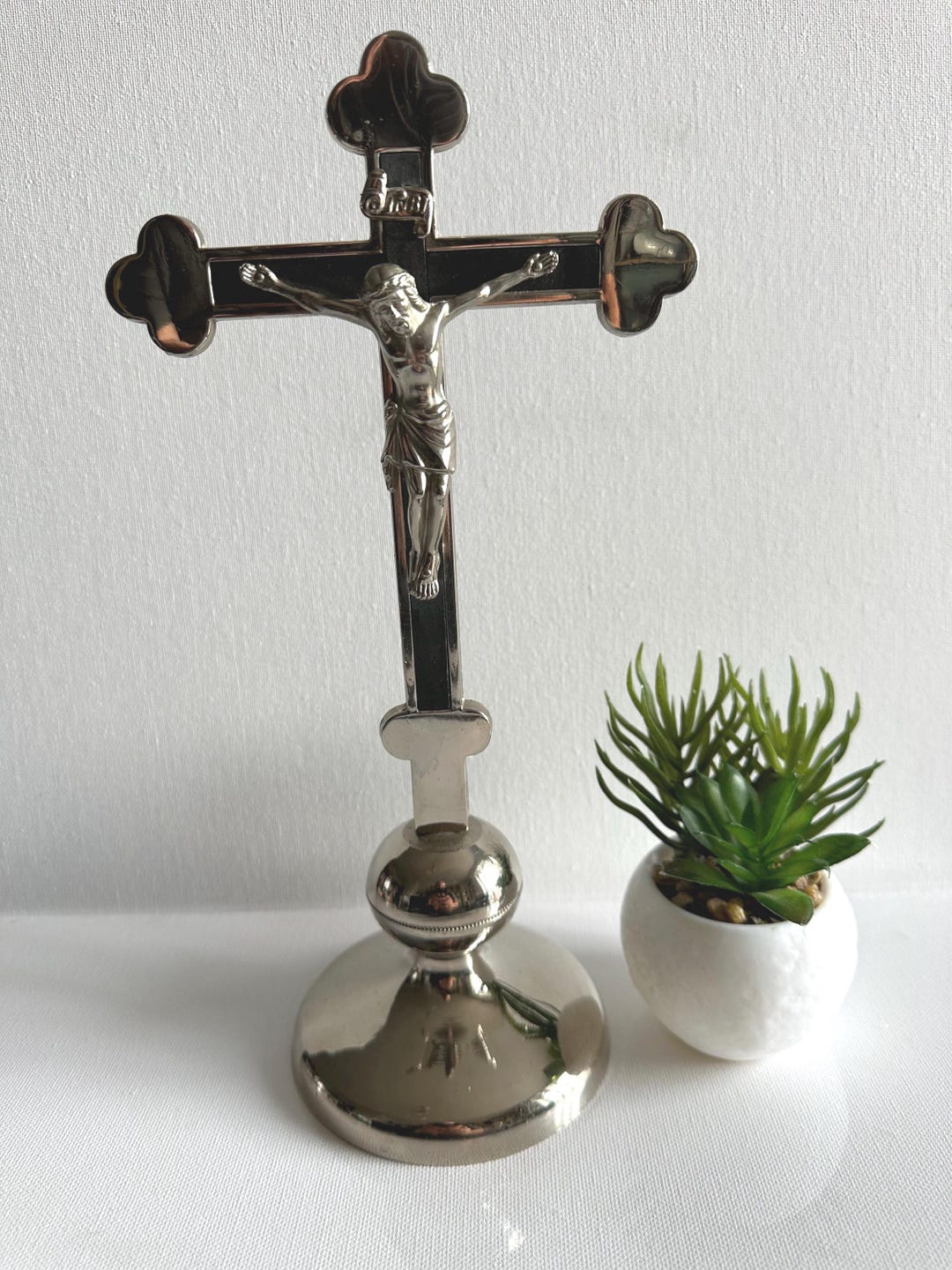 Antique Table Cross, Altar Cross, Standing Cross on a Stand Jesus INRI ...