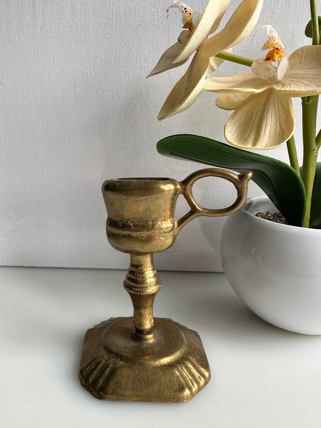 Bronze Vintage Candlestick With Handle, Decorative Candlestick - Etsy