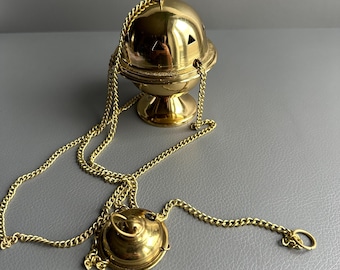 Antique Church Censer Triple Chain Incense Burner - Etsy