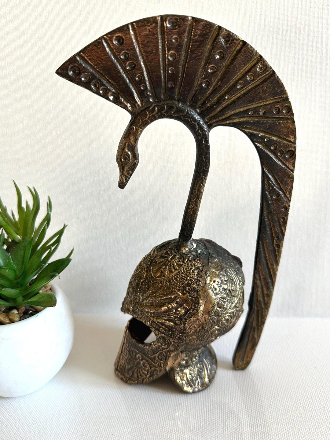 A Vintage Cast Bronze Spartan Gladiator Bell-shaped Helmet in the Shape ...