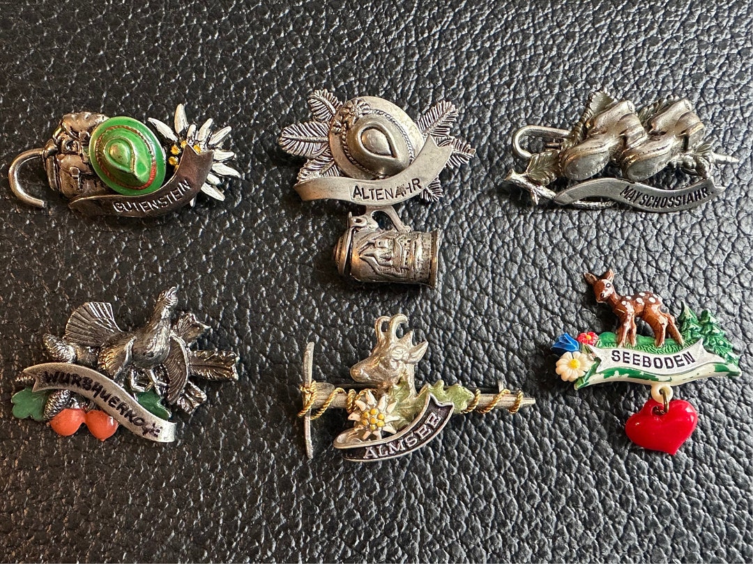 Vintage Hat Pins, Mountain Hiking Pins, Austrian Hiker and Hunter ...