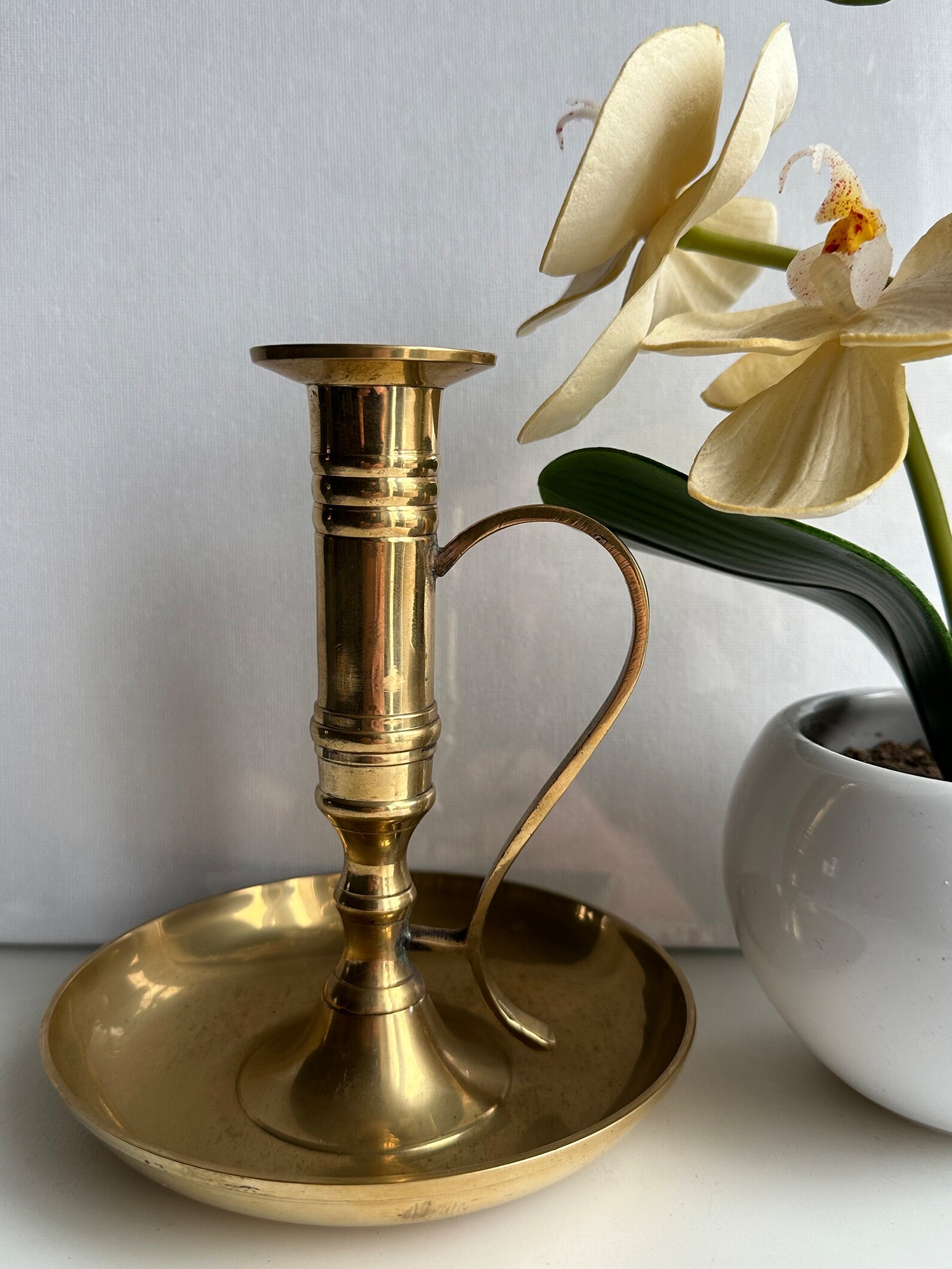 Vintage Brass Candlestick With Victorian Style Handle - Etsy