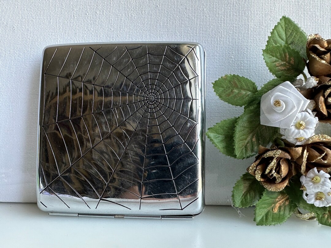 Vintage Cigarette Case With a Spider Web Design - Etsy