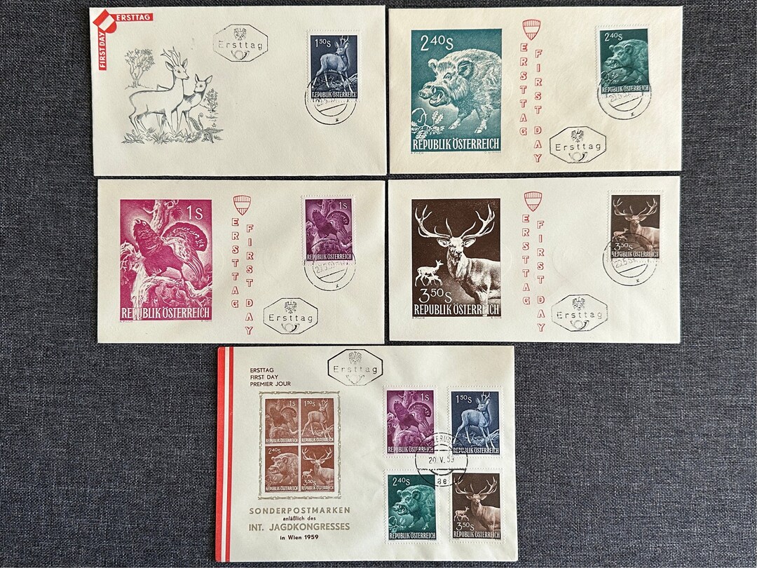 Set of 5 First Day Envelopes With Stamps in Excellent Condition 1959 ...