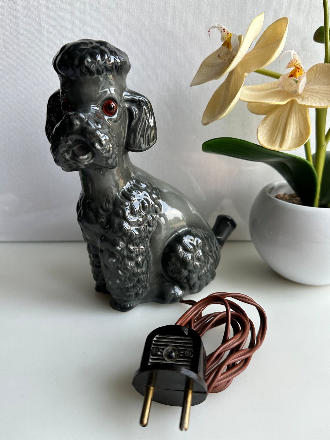 Vintage Ceramic Poodle Night Light Table Lamp Made in East Germany (GDR ...