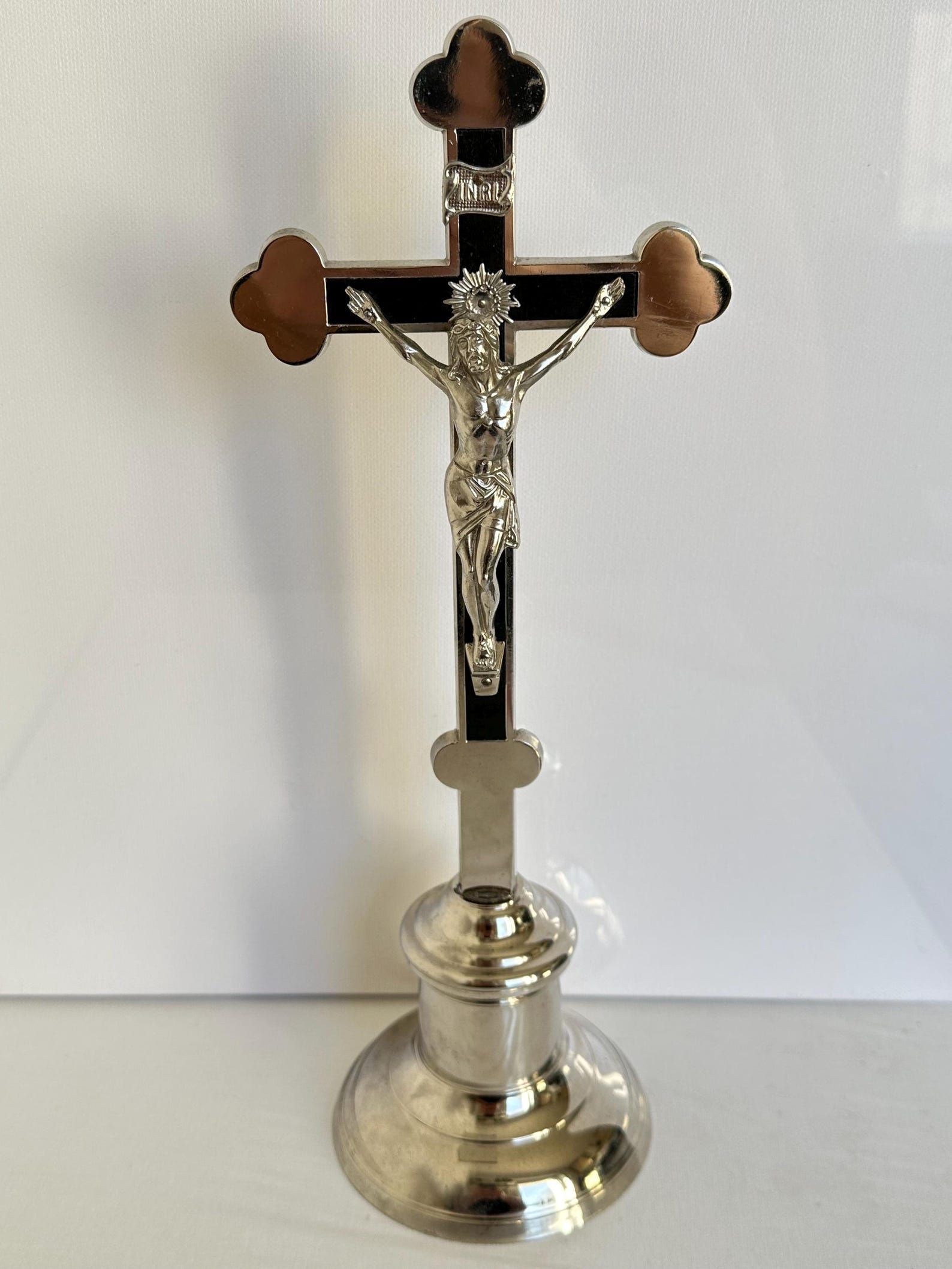 Antique Table Cross, Altar Cross, Standing Cross on a Stand Jesus INRI ...