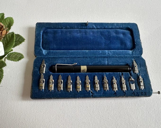 Vintage Pelikan Graphos Calligraphy Set With 12 Nibs and Case - Etsy