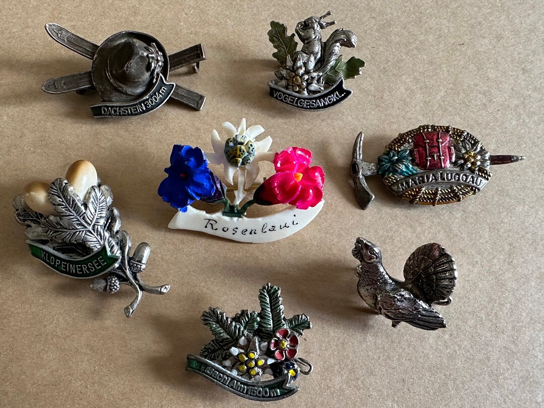 Vintage Hat Pins, Mountain Hiking Pins, Austrian Hikers and Hunters ...