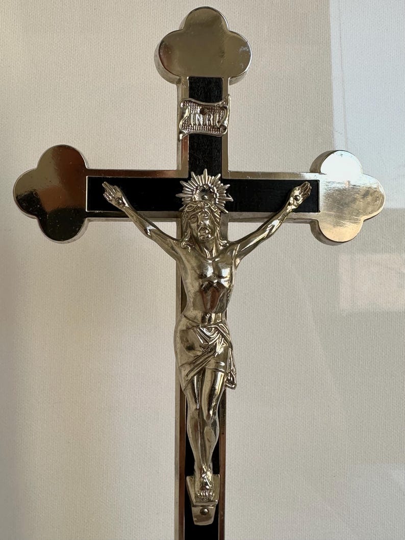 Antique Table Cross, Altar Cross, Standing Cross on a Stand Jesus INRI ...