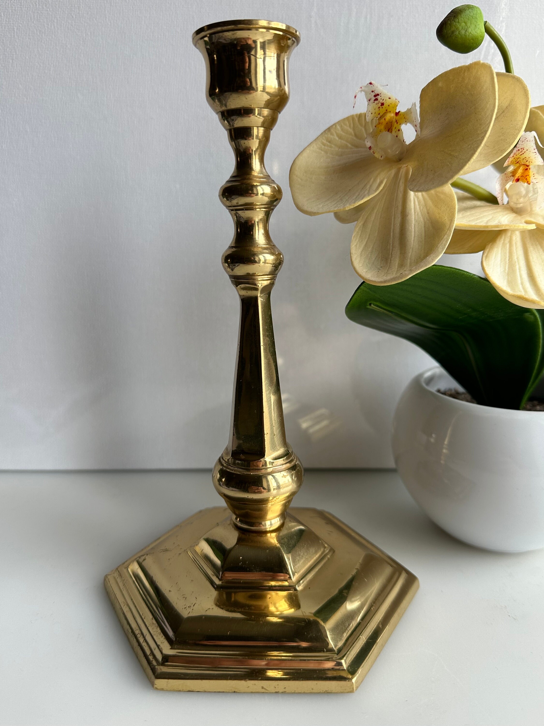 Vintage Brass Candle Holder for One Candle. - Etsy