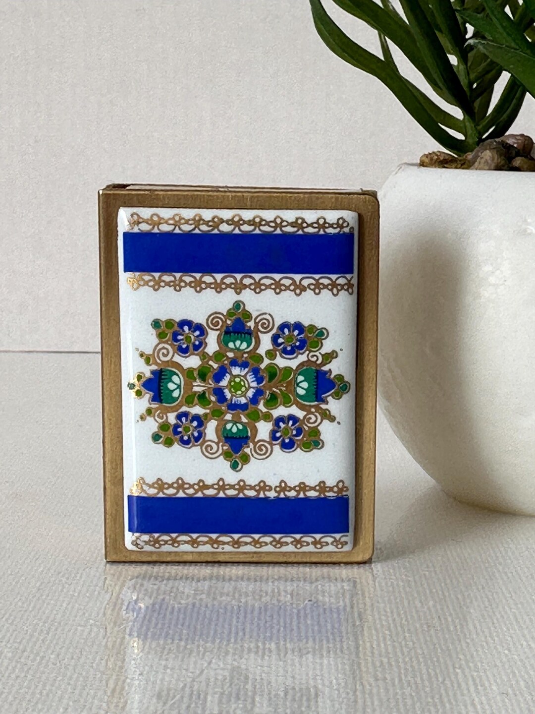 Vintage Matchbox Holder With Enamel Austria - Etsy