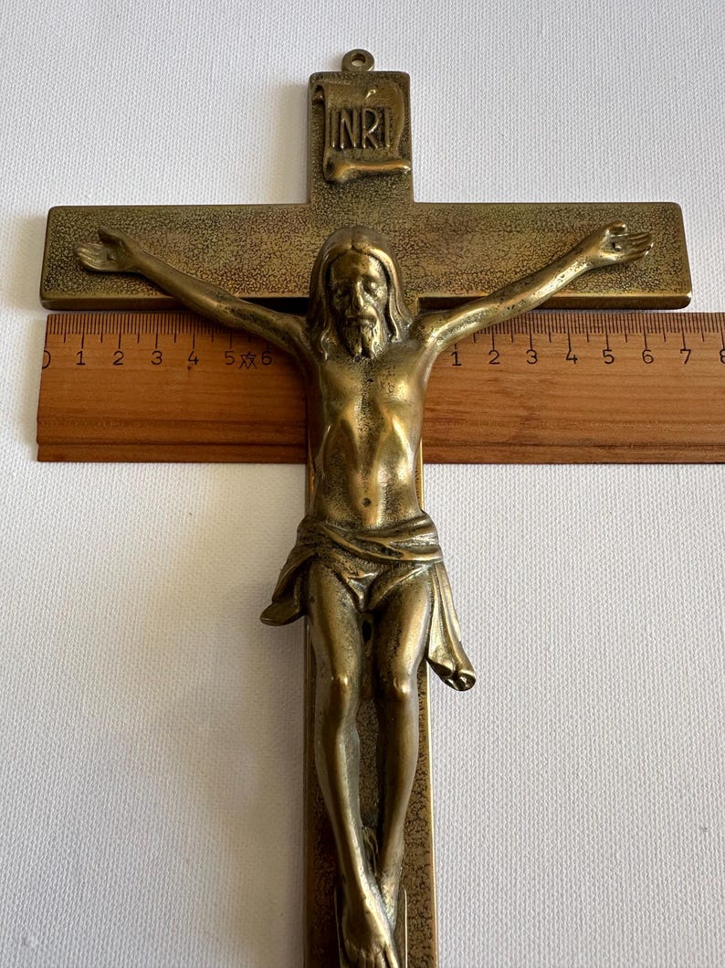 Vintage Brass Catholic Wall Crucifix - Etsy