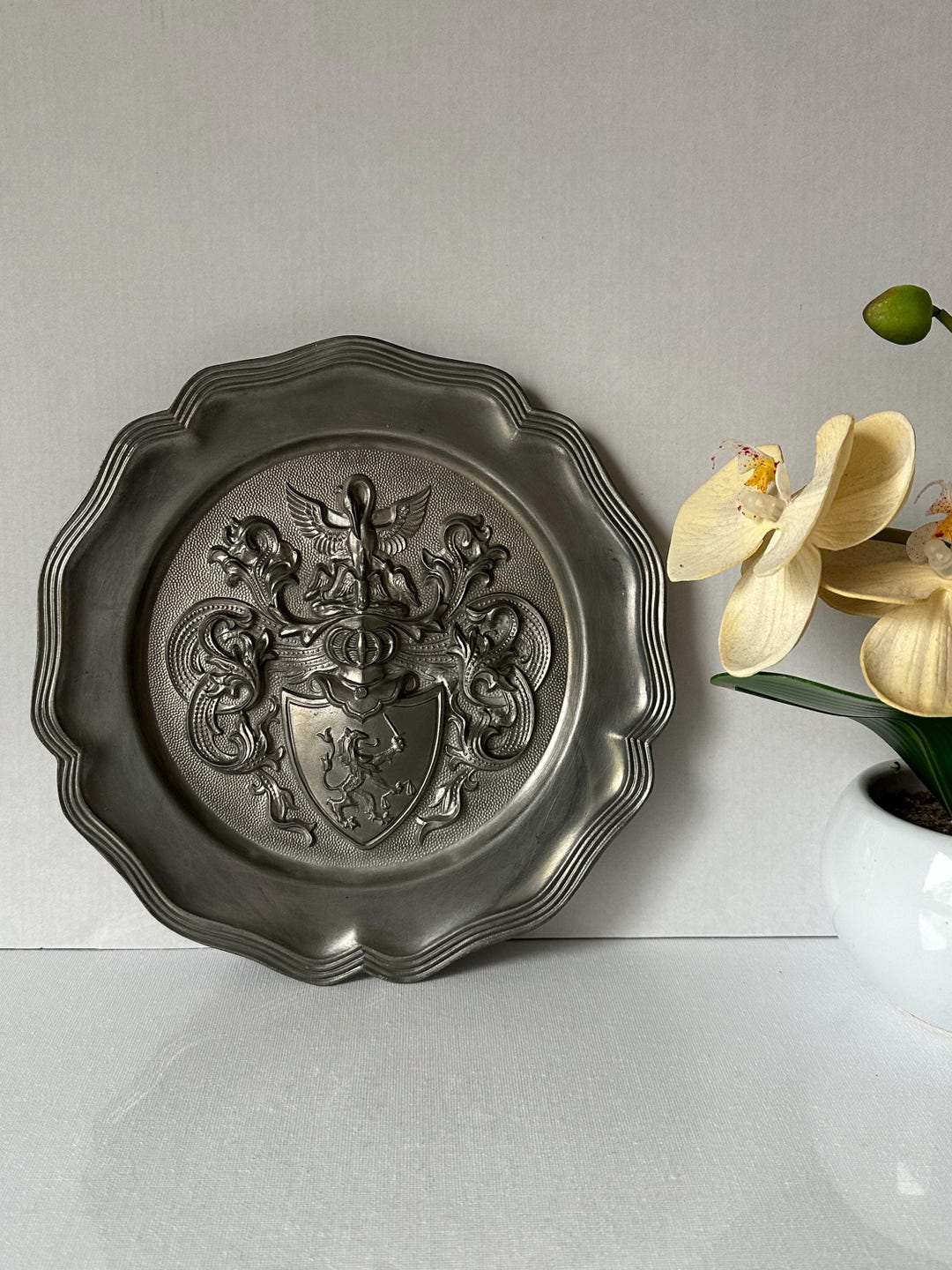 Vintage Collectible Pewter Wall Plate, Ideal for Use as a Decorative ...