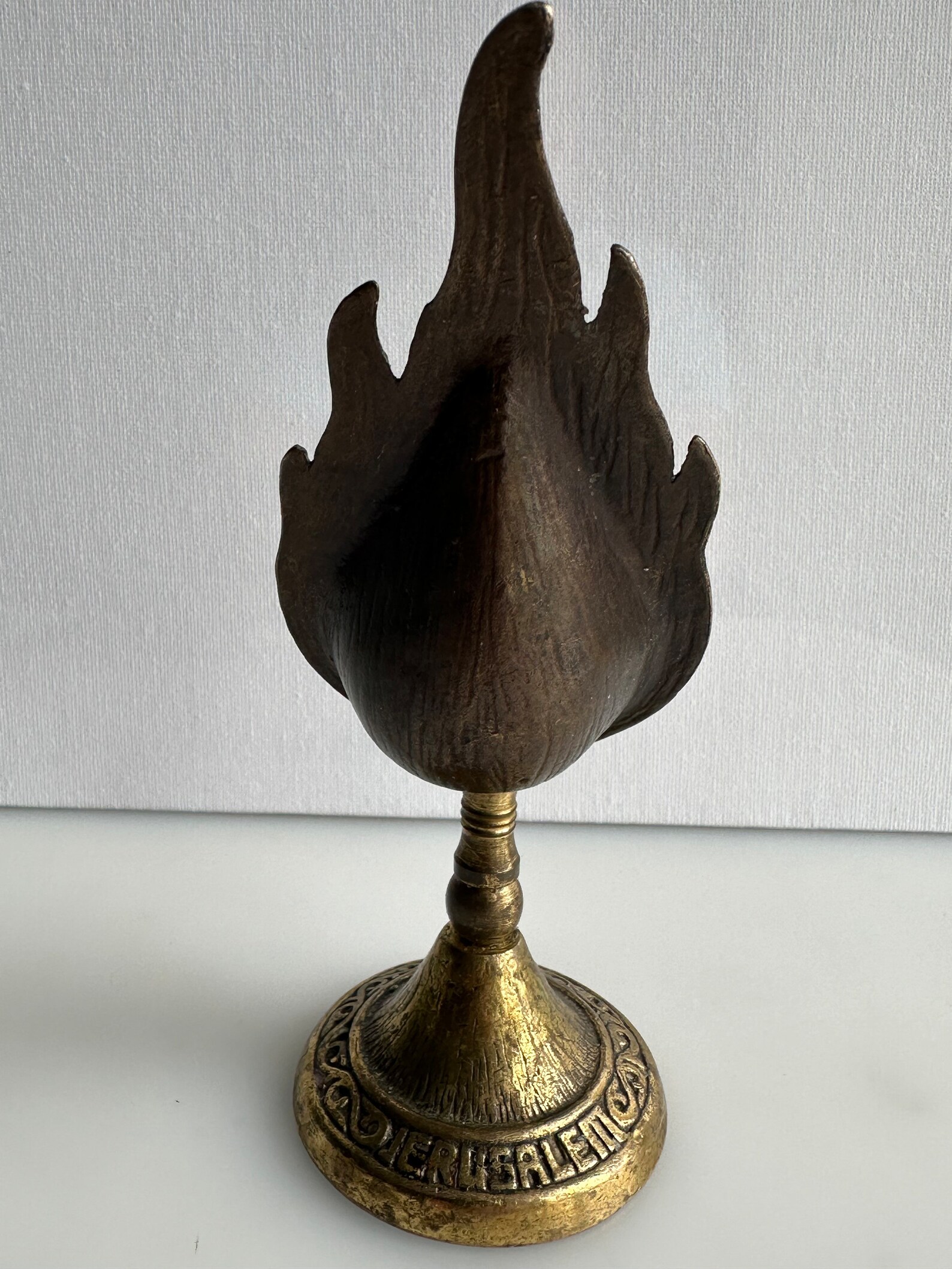 Vintage Brass Candlestick With JERUSALEM Carving. - Etsy