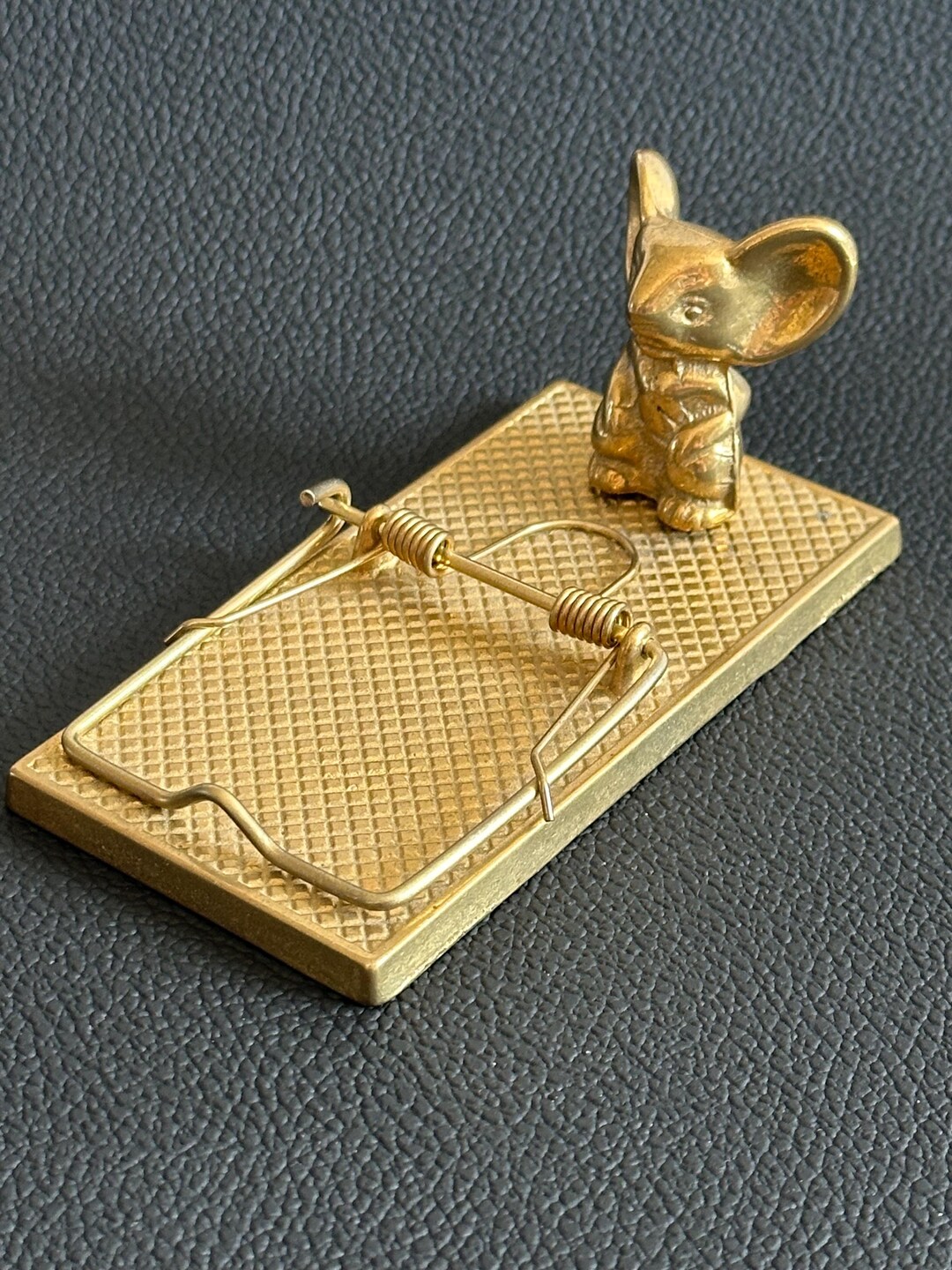 Vintage Brass Mouse Trap Paper Holder Brass Mouse Paperweight Brass ...