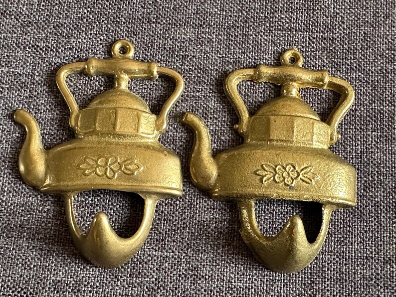 Vintage Set of 7 Brass Kitchen Wall Hooks Teapot Coffee Grinder Wall ...