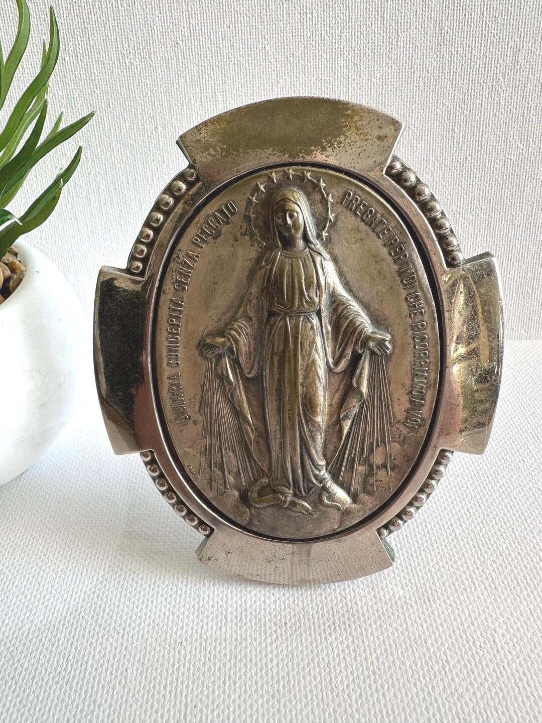 Antique Tabletop Icon of the Virgin Mary Slaying a Demon Dragon - Etsy
