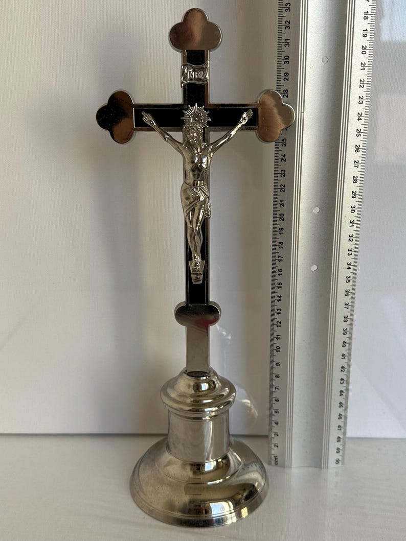 Antique Table Cross, Altar Cross, Standing Cross on a Stand Jesus INRI ...