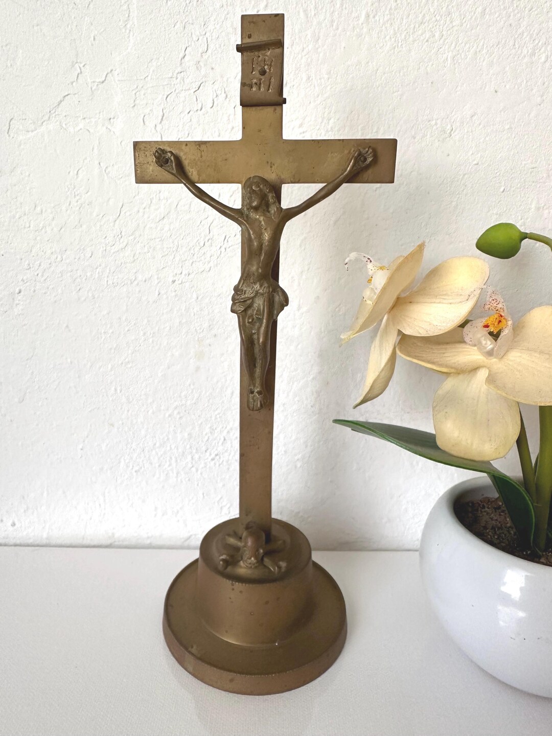 Antique Table Cross, Altar Cross, Standing Cross on a Stand Jesus INRI ...