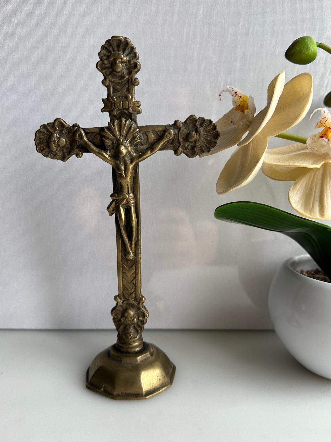 Vintage Table Brass Cross Crucifix of Jesus Christ - Etsy